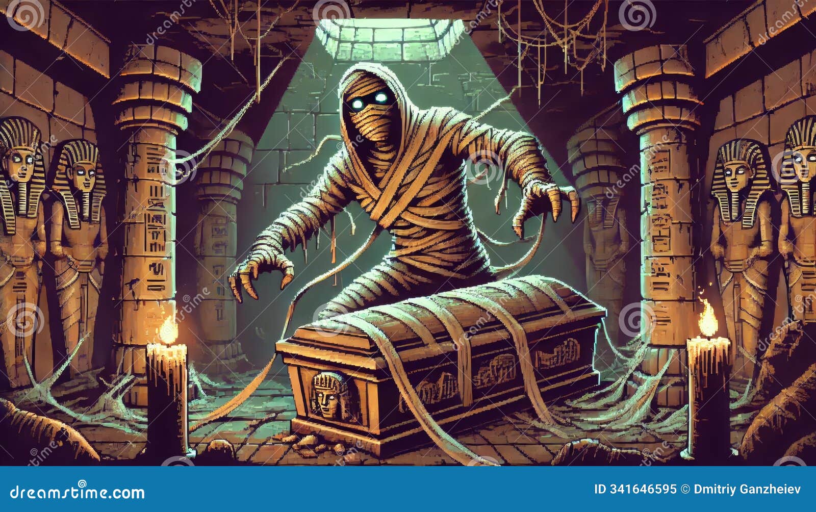 Ancient Egyptian Mummy in Crypt Stock Illustration - Illustration of ...