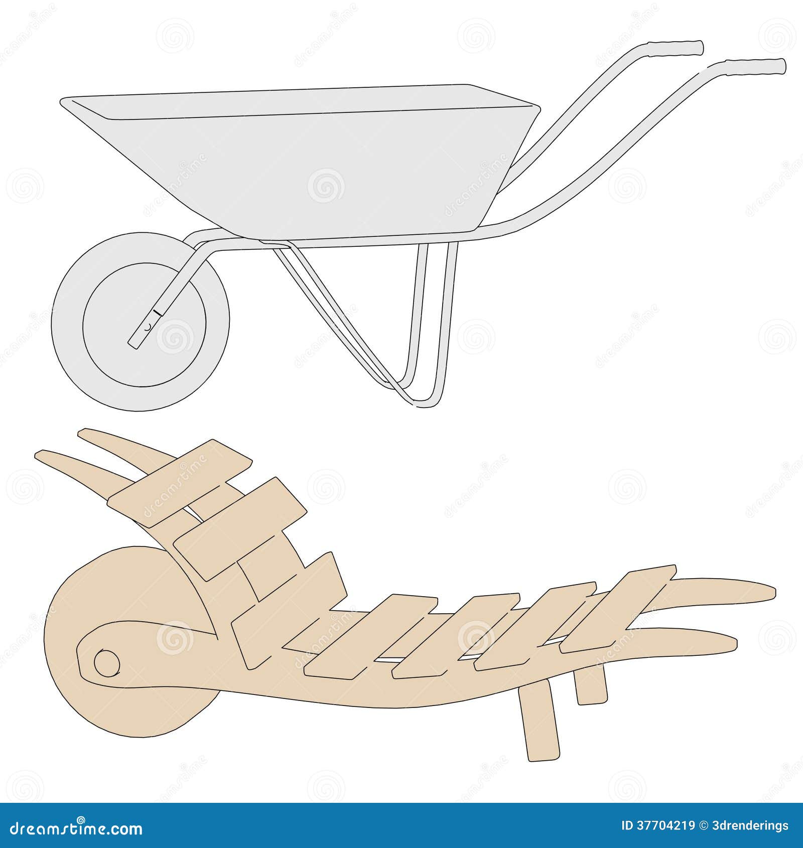 Image of wheel barrow stock illustration. Illustration of drawing ...