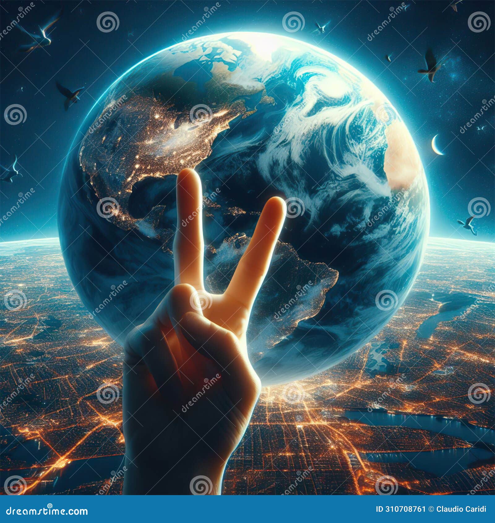 Image in Which All Humanity on Earth Lives in Peace. Peace Around the ...