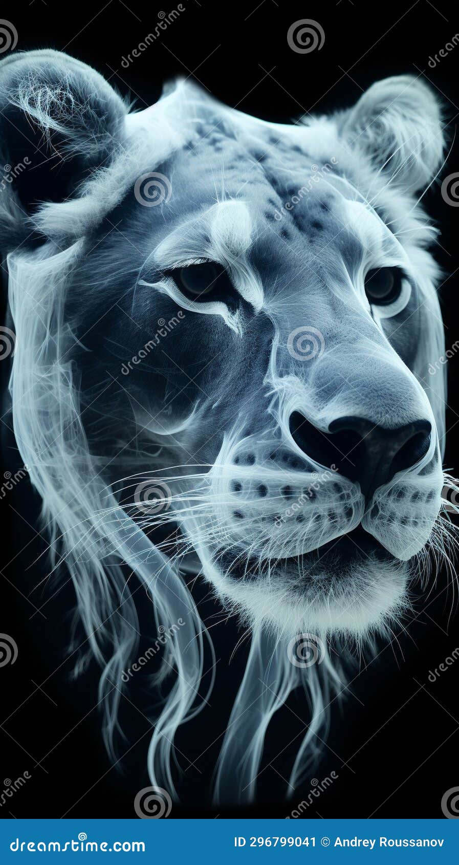 Image of a White Lion in X-ray Photography Style. Stock Image - Image ...
