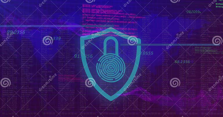 Image of White Shapes Rotating Over Digital Chain Stock Illustration ...