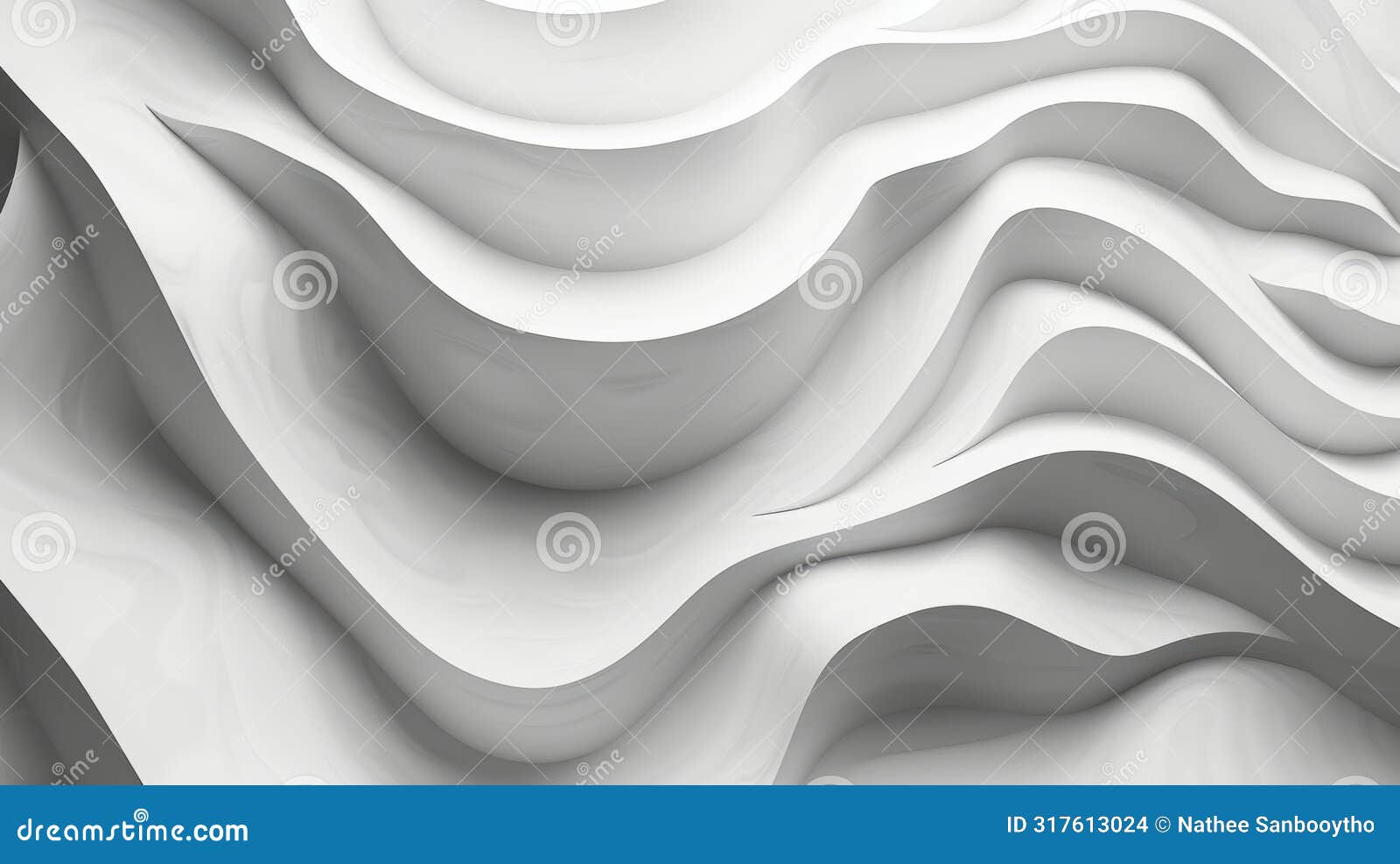 The Image is a White Wavy Surface with Soft Shadows. it Looks Like a 3D ...