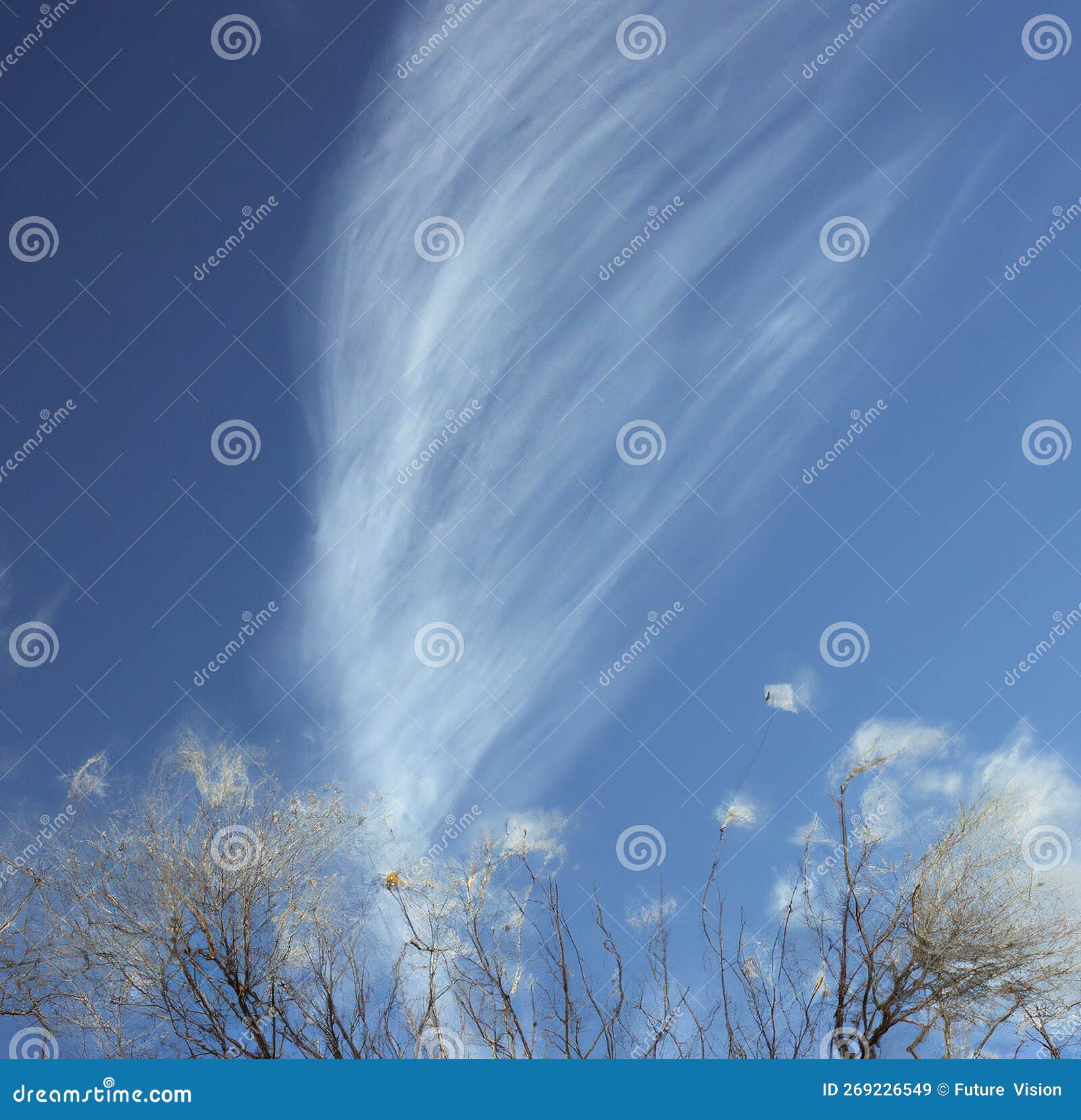 Image of White Wisp and Cloud on Blue Sky Stock Image - Image of ...