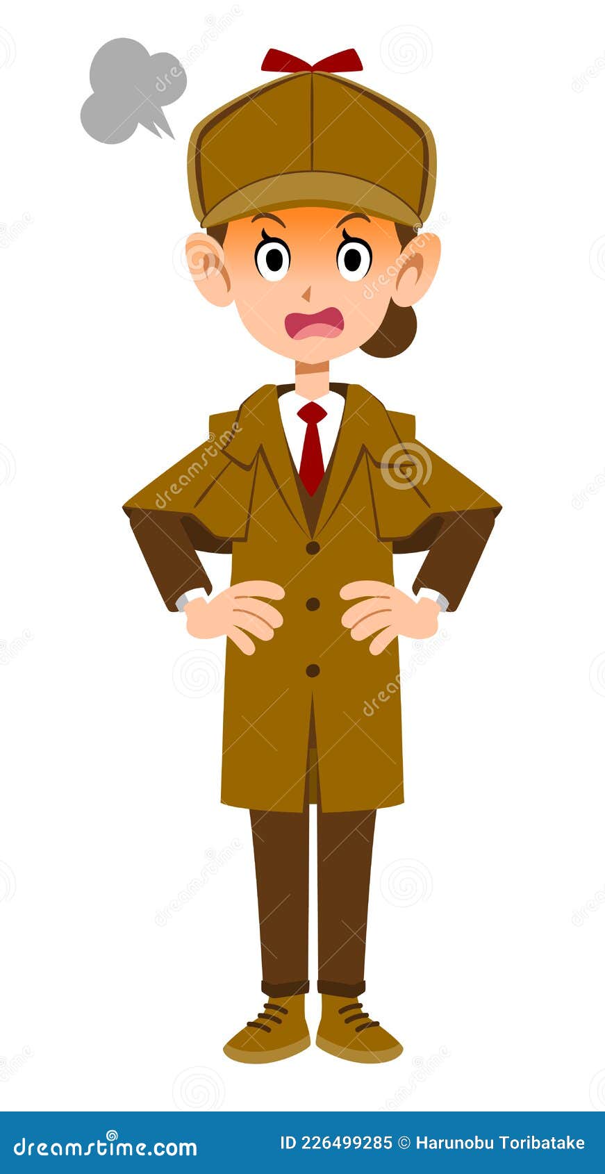 The Whole Body of an Angry Female Detective Stock Vector - Illustration ...