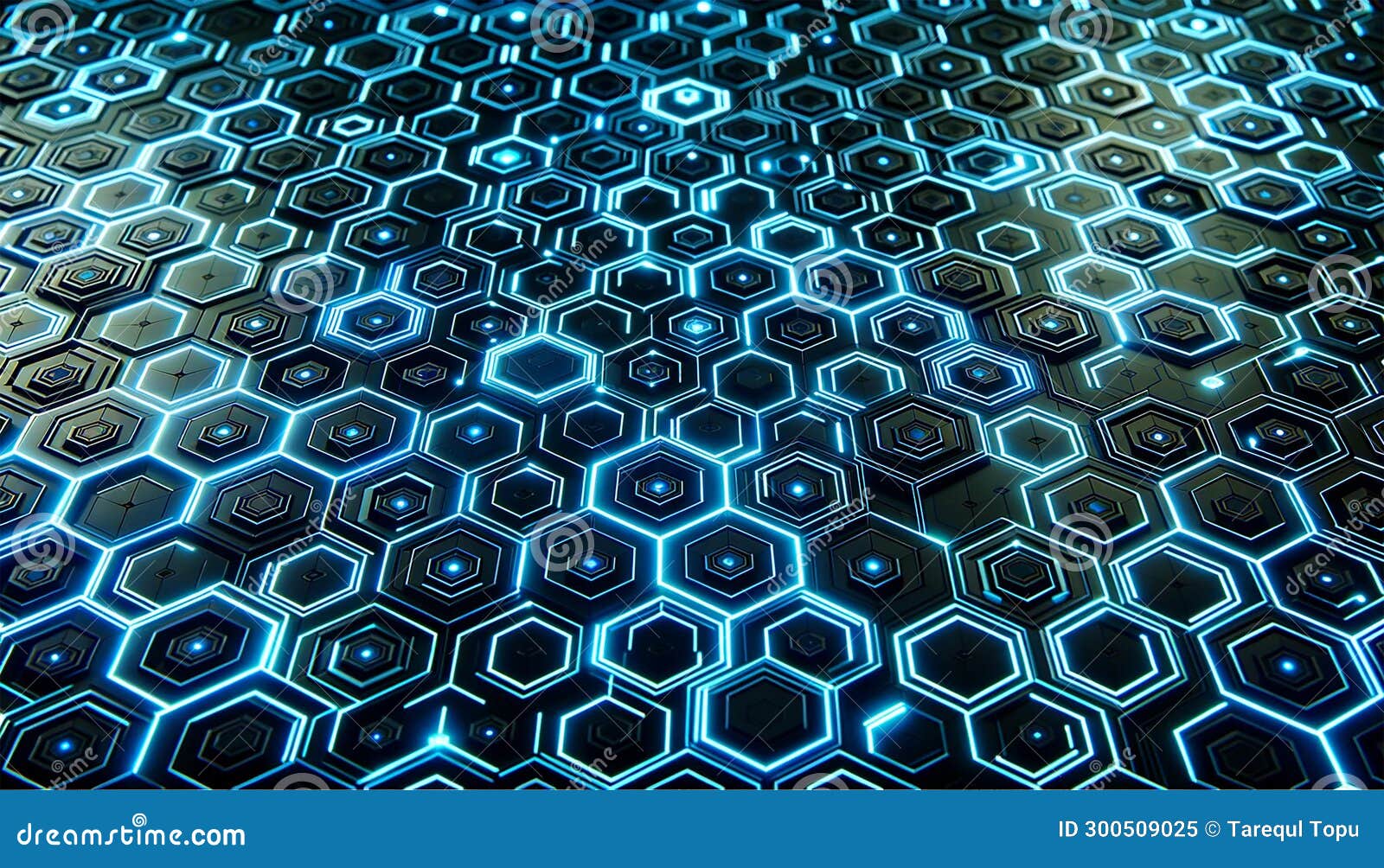 An Image of a Wide-Format Futuristic Cyberpunk-Themed Hexagonal Pattern ...
