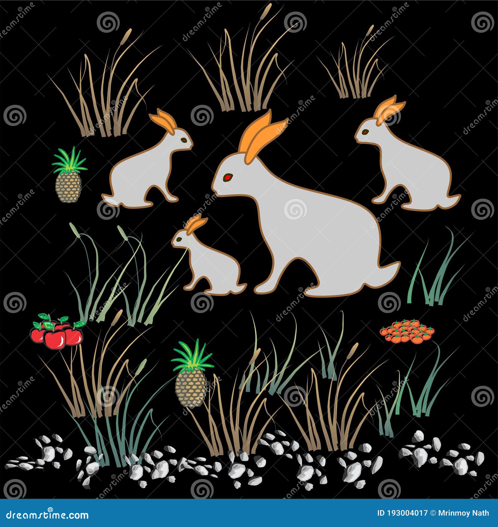 That is Image of Wild Rabbits Which Search Food at Night in Forest ...