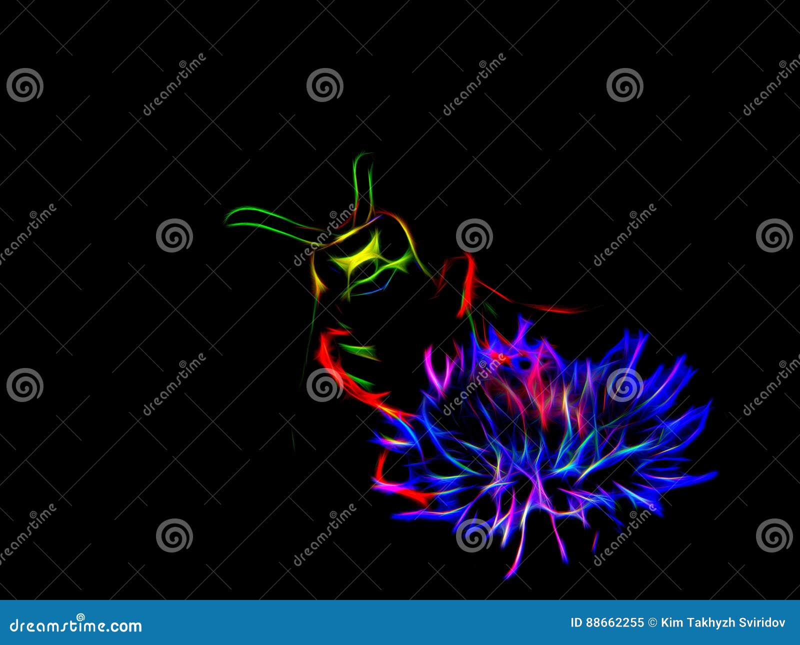 Image of a Wild Wasp on the Flowers of a Meadow Burdock in Neon Light ...