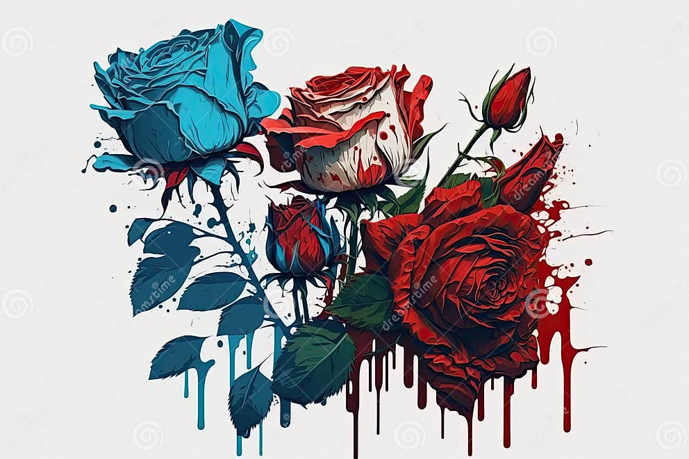 Image of Wilted Red Roses on White Background Stock Illustration ...