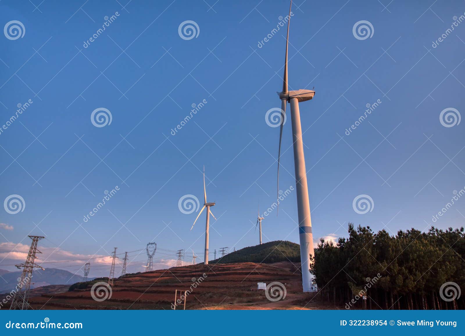 Wind Turbine Tower at the Distance Countryside. Stock Photo - Image of ...
