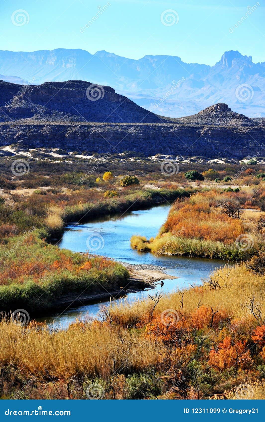 Image of Winding Stream in Front of Mountains Stock Image - Image of ...