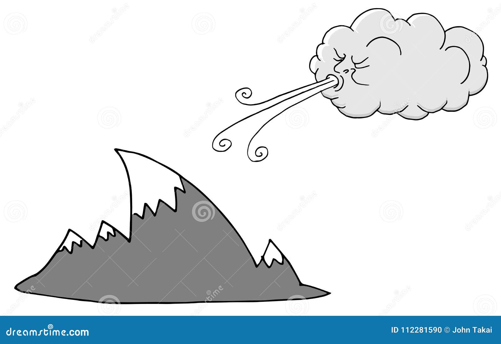 Windy Day Mountains and Cloud Blowing Wind Stock Vector - Illustration ...