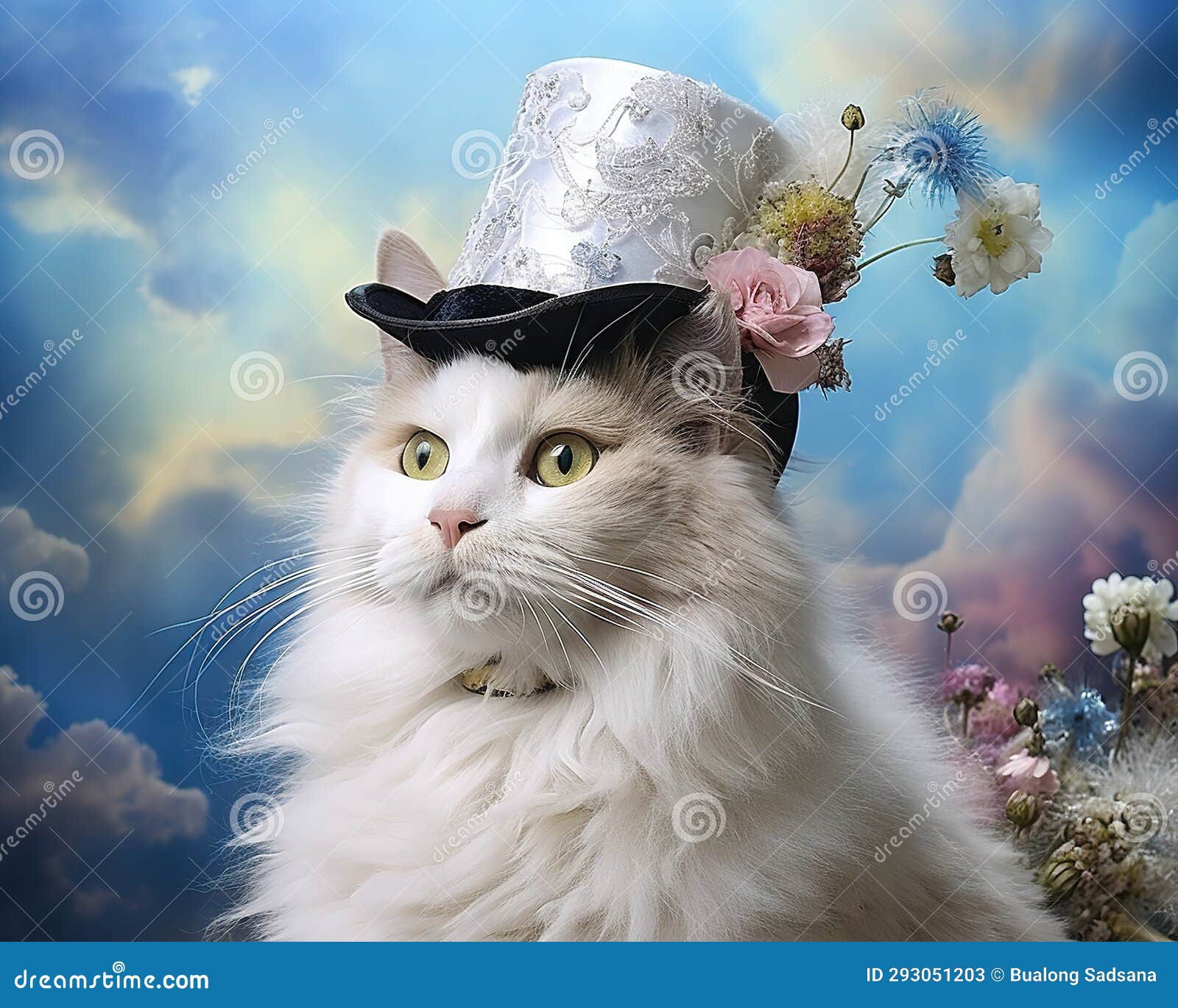 The Concept of Fanciful and Whimsical Was Created with Cat Wearing a ...