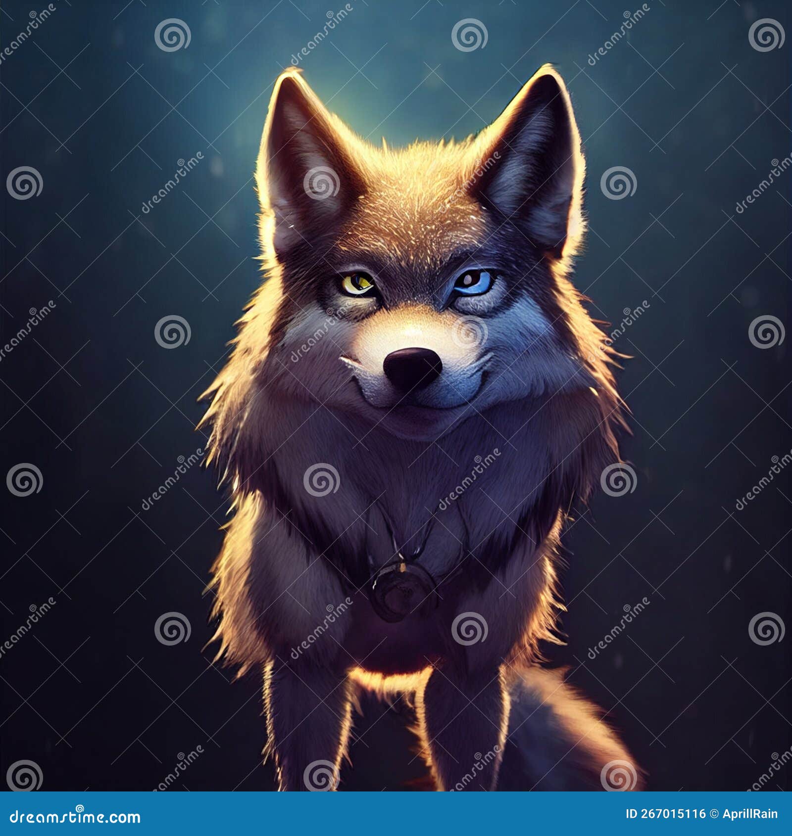 Image of a Wolf Drawn in Pixar Style Stock Illustration - Illustration ...