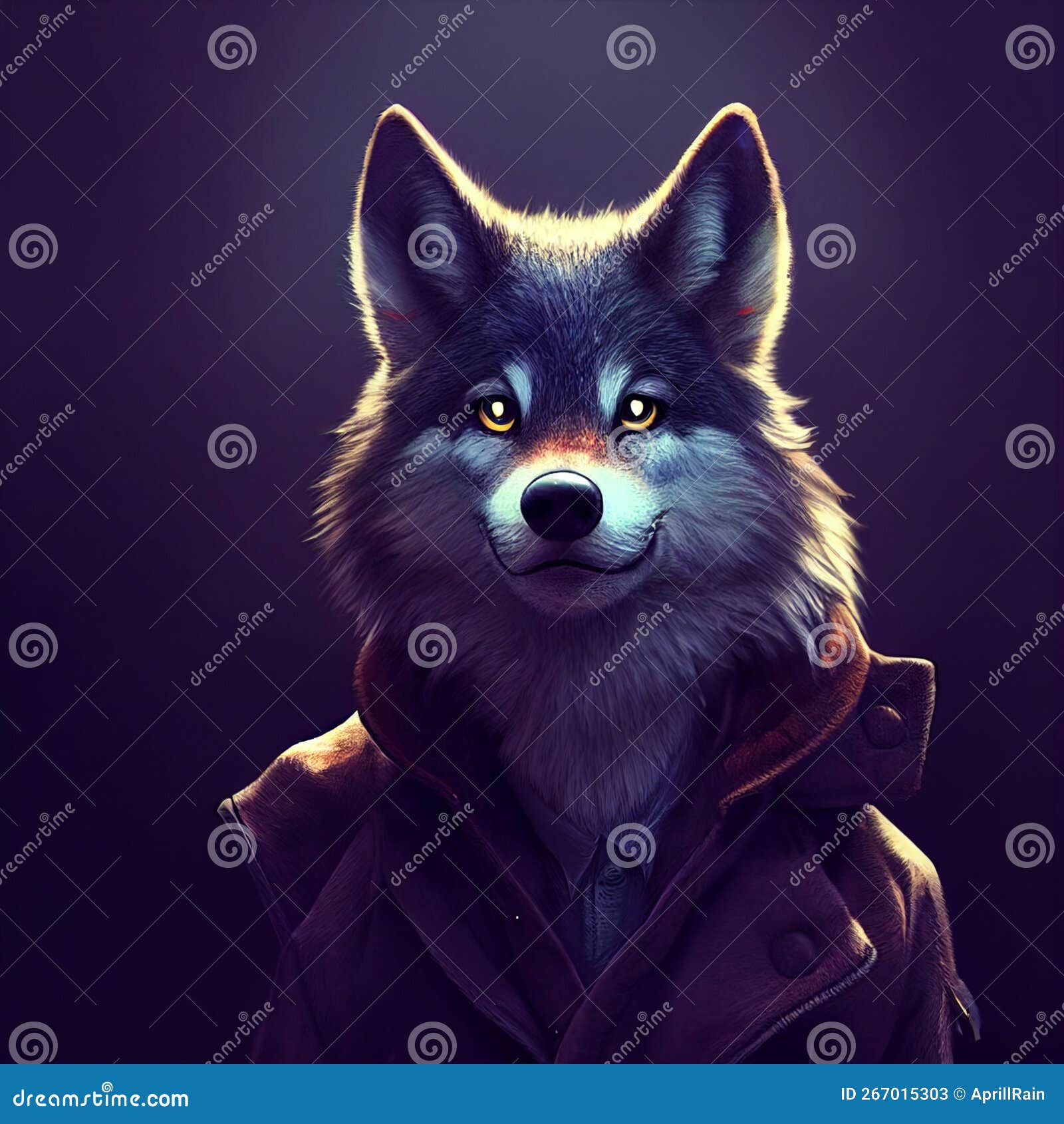 Image of a Wolf Drawn in Pixar Style Stock Illustration - Illustration ...