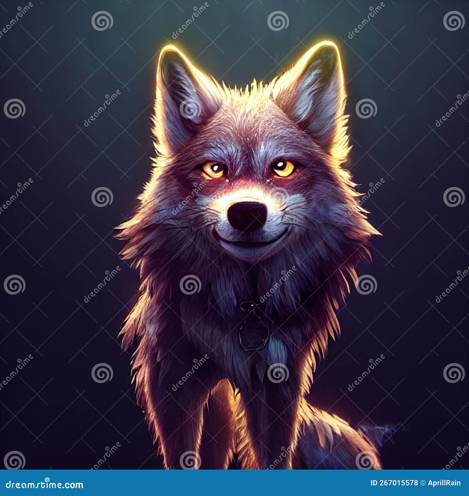 Image of a Wolf Drawn in Pixar Style Stock Illustration - Illustration ...