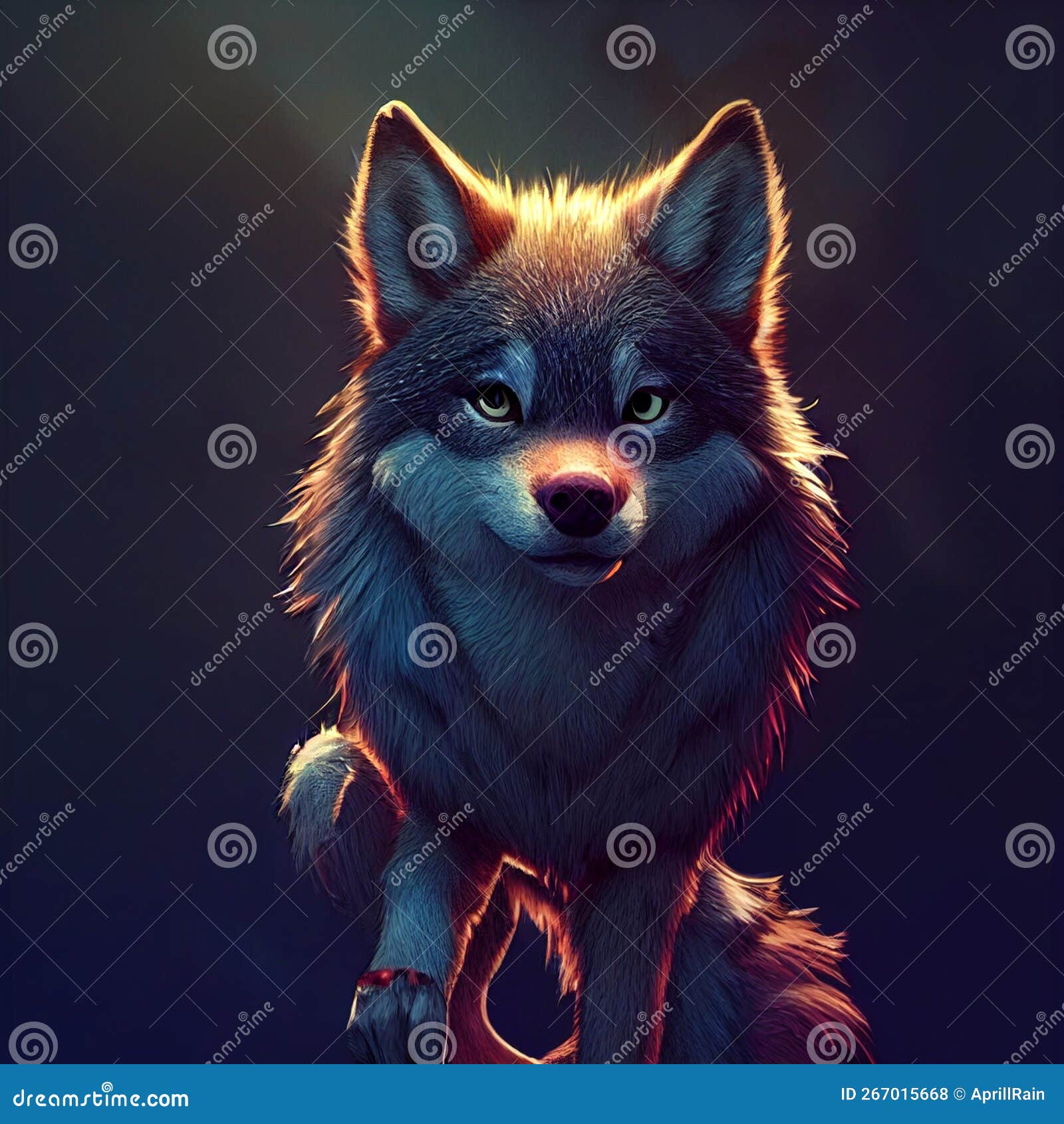 Image of a Wolf Drawn in Pixar Style Stock Illustration - Illustration ...