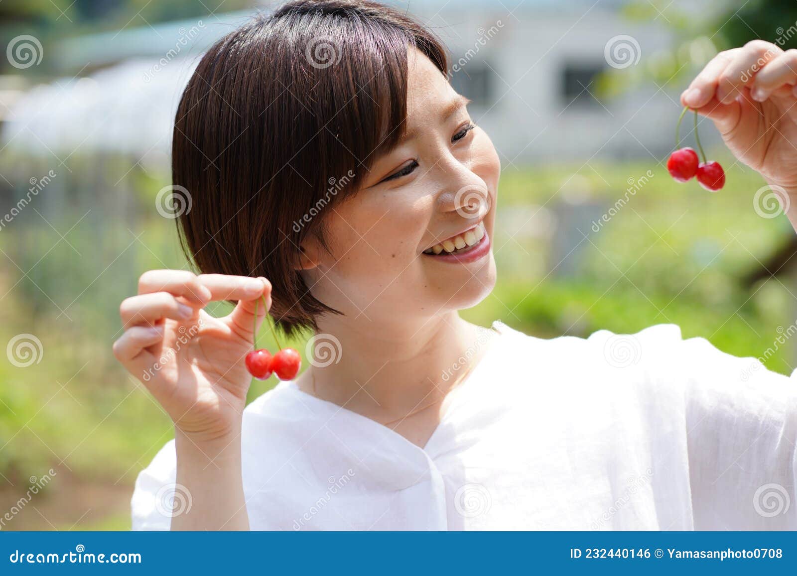 Image of a Woman with Cherries Stock Photo - Image of hand, japanese ...