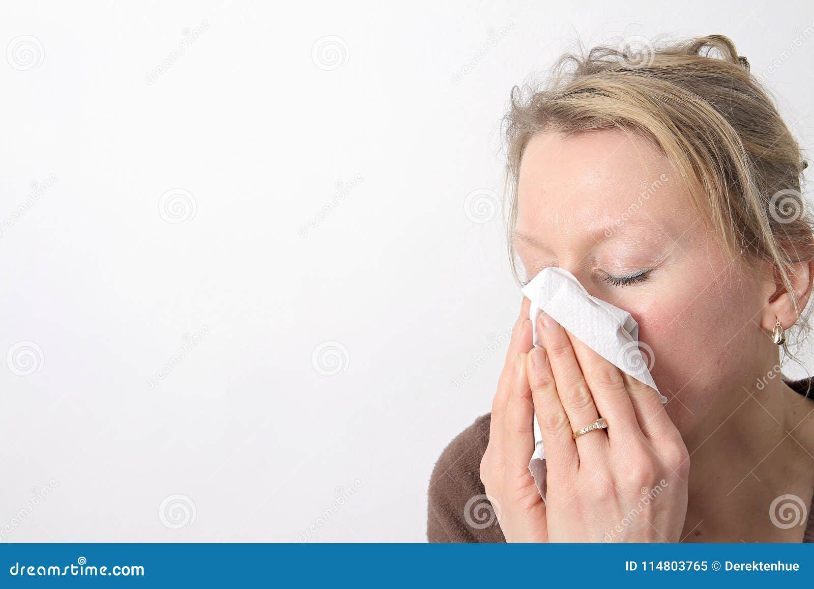 Woman with a cold stock image. Image of portrait, illness - 114803765