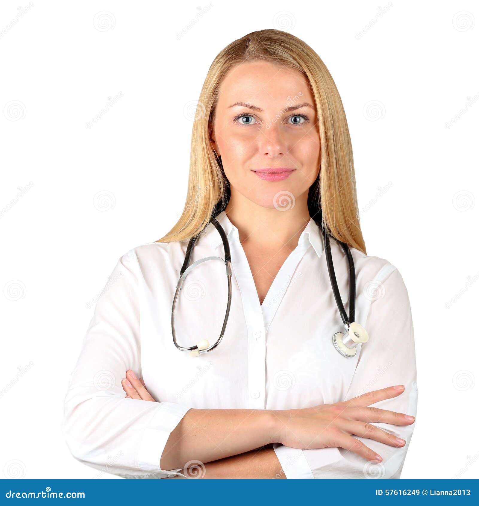 Image of Woman Doctor Looking at Camera. Isolated on a White Bakground ...