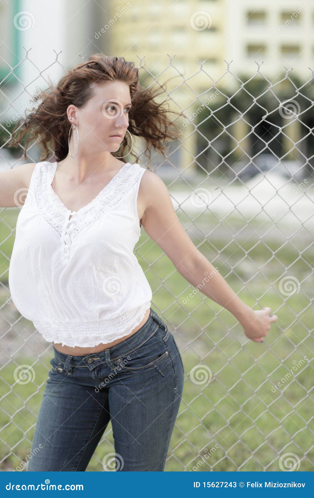 Image of a Woman by a Fence Stock Image - Image of beauty, stylish ...