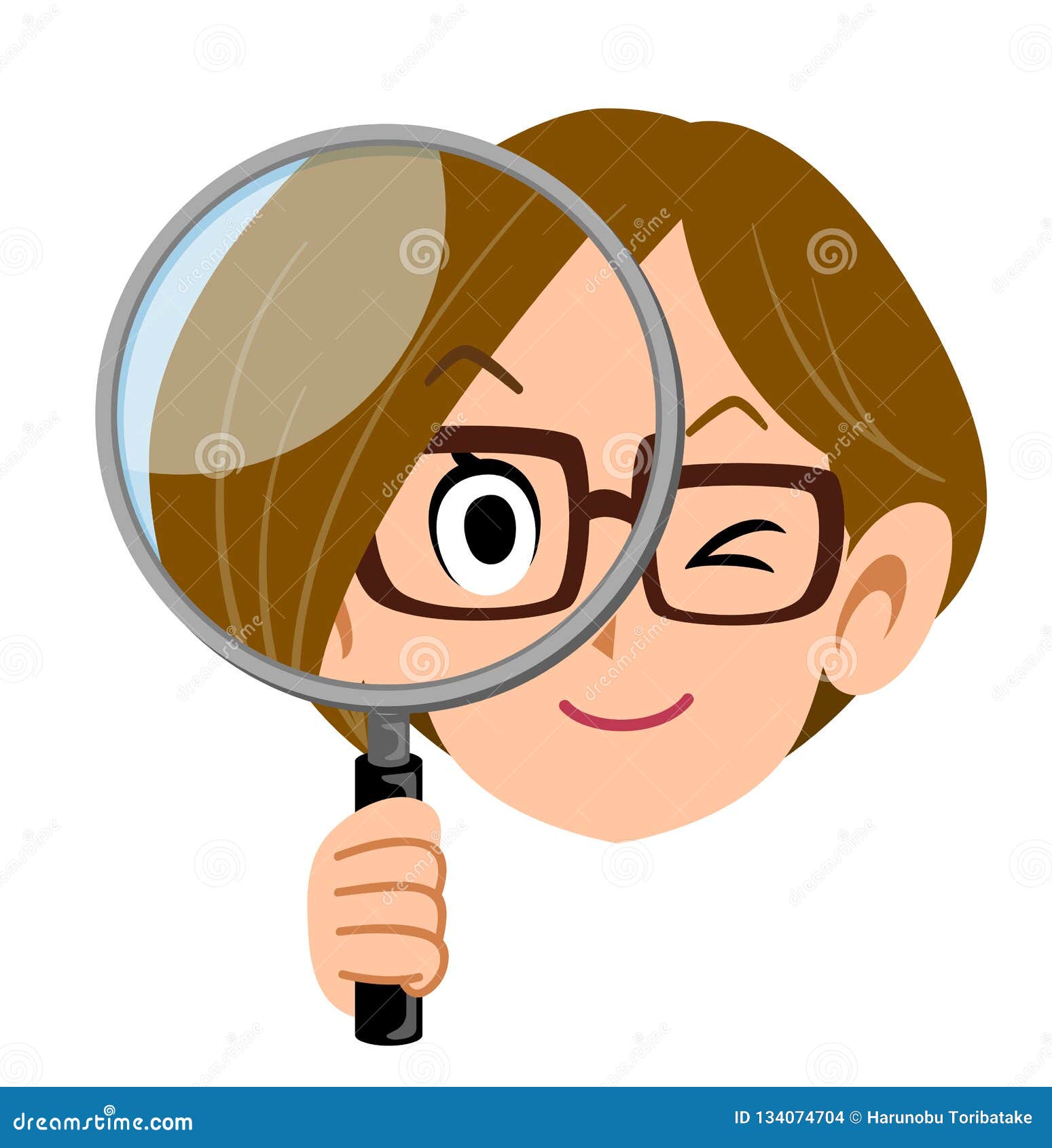 Woman Holding A Magnifying Glass Business Woman Wearing Glasses Stock