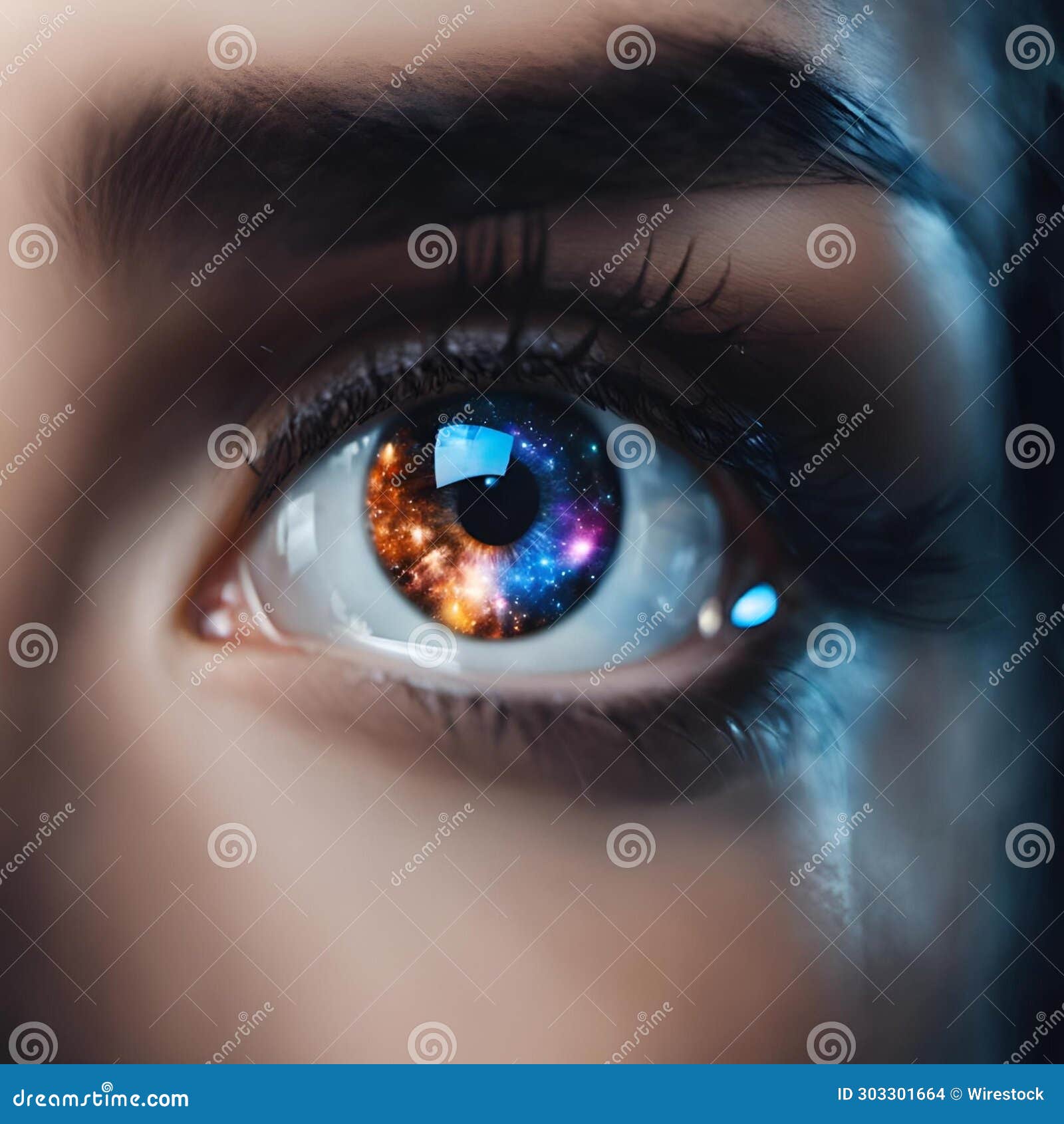 An Image of a Woman S Eye with a Space - Themed Pupil Stock ...