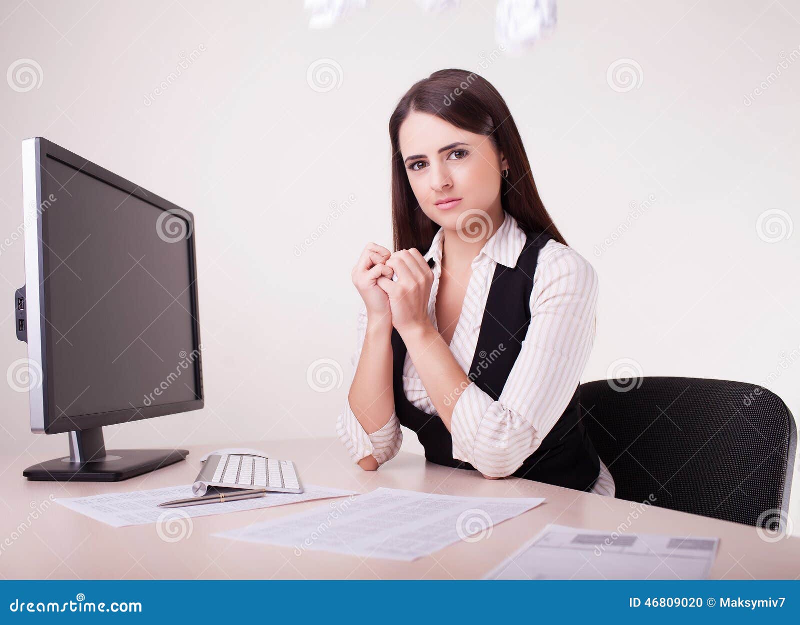 Image of Woman with Too Much Work Stock Photo - Image of shirt, manager ...