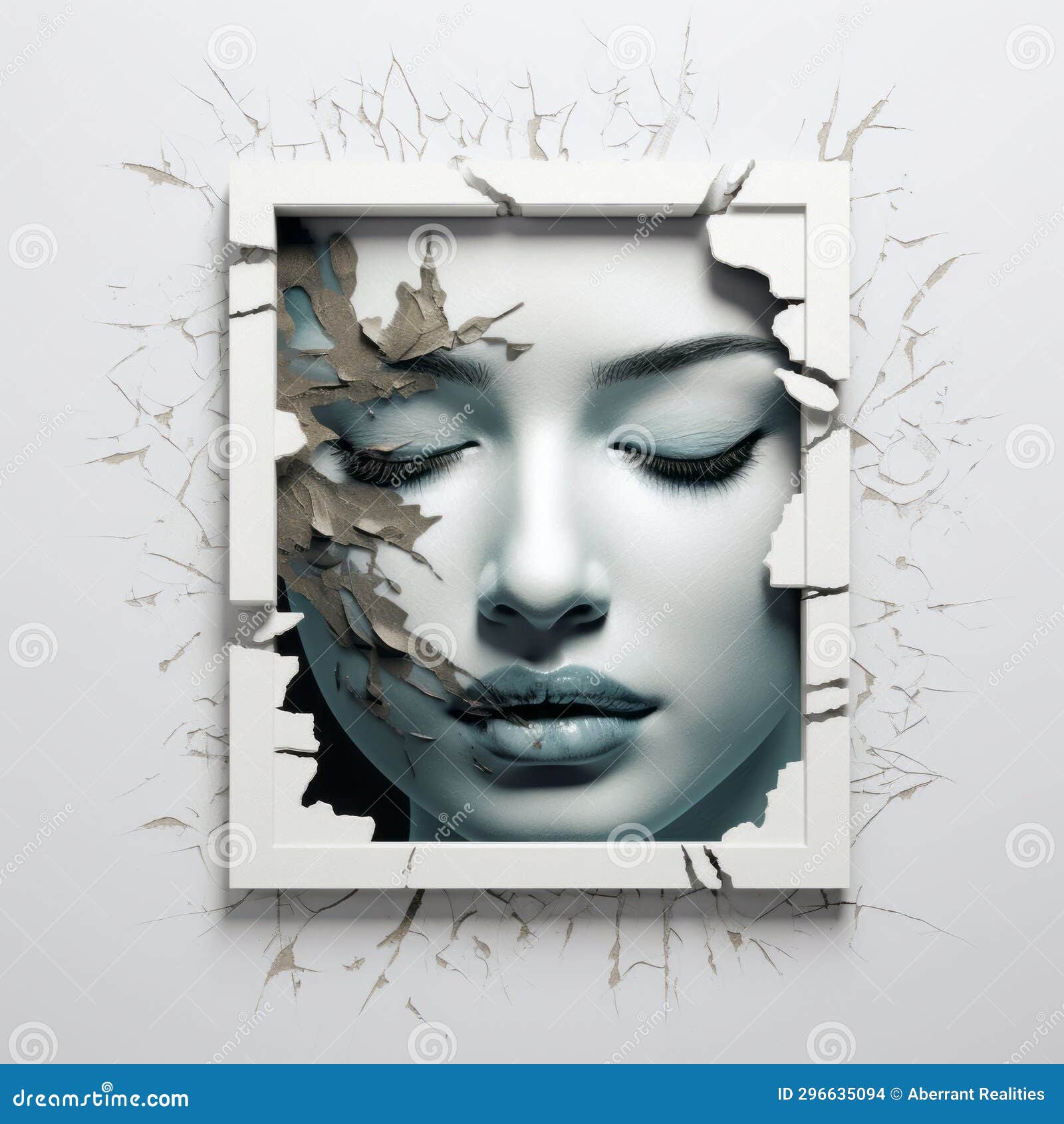 An Image Of A Womans Face In A White Frame Stock Illustration