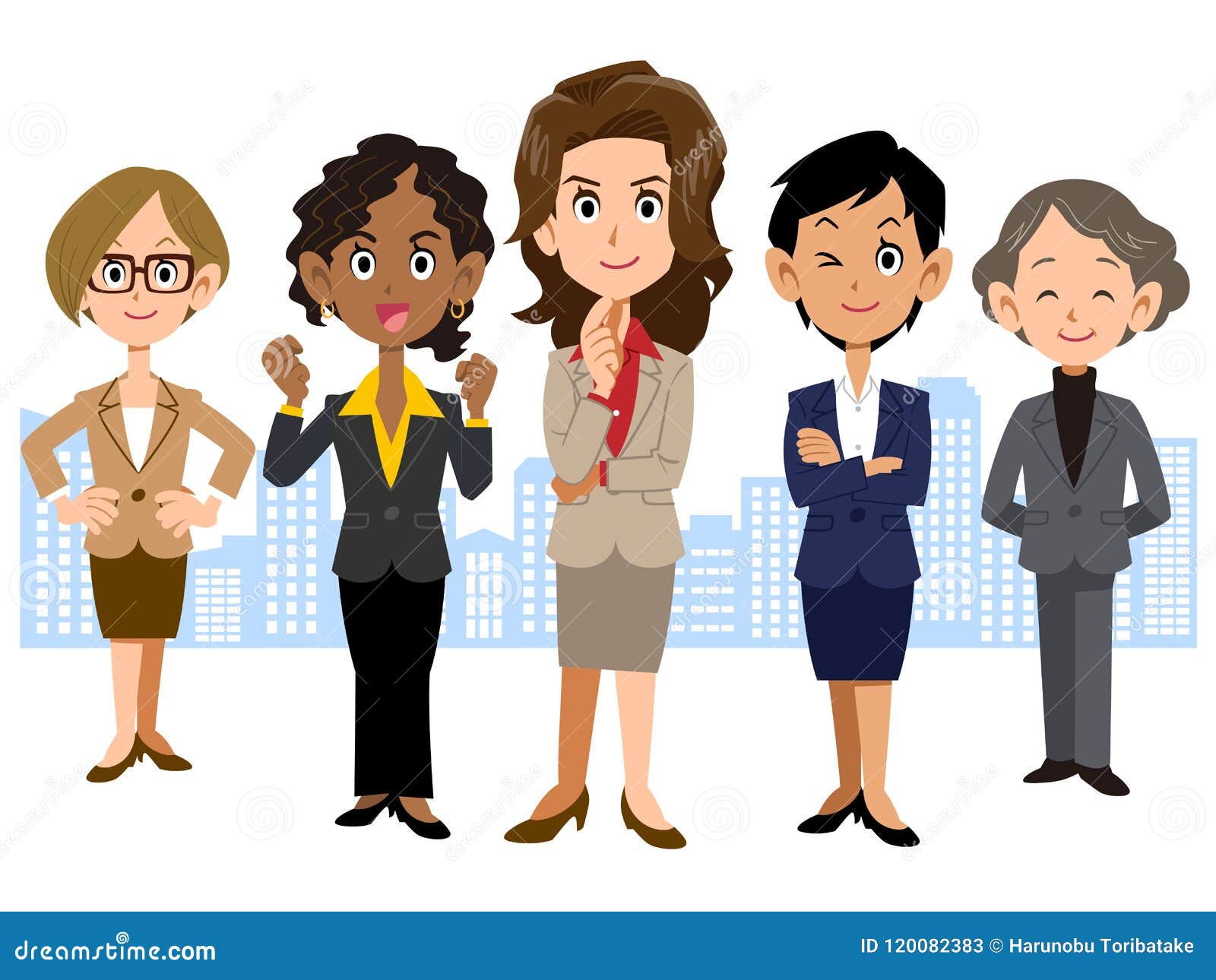 The Image of 5 Women Business Team Stock Vector - Illustration of ...