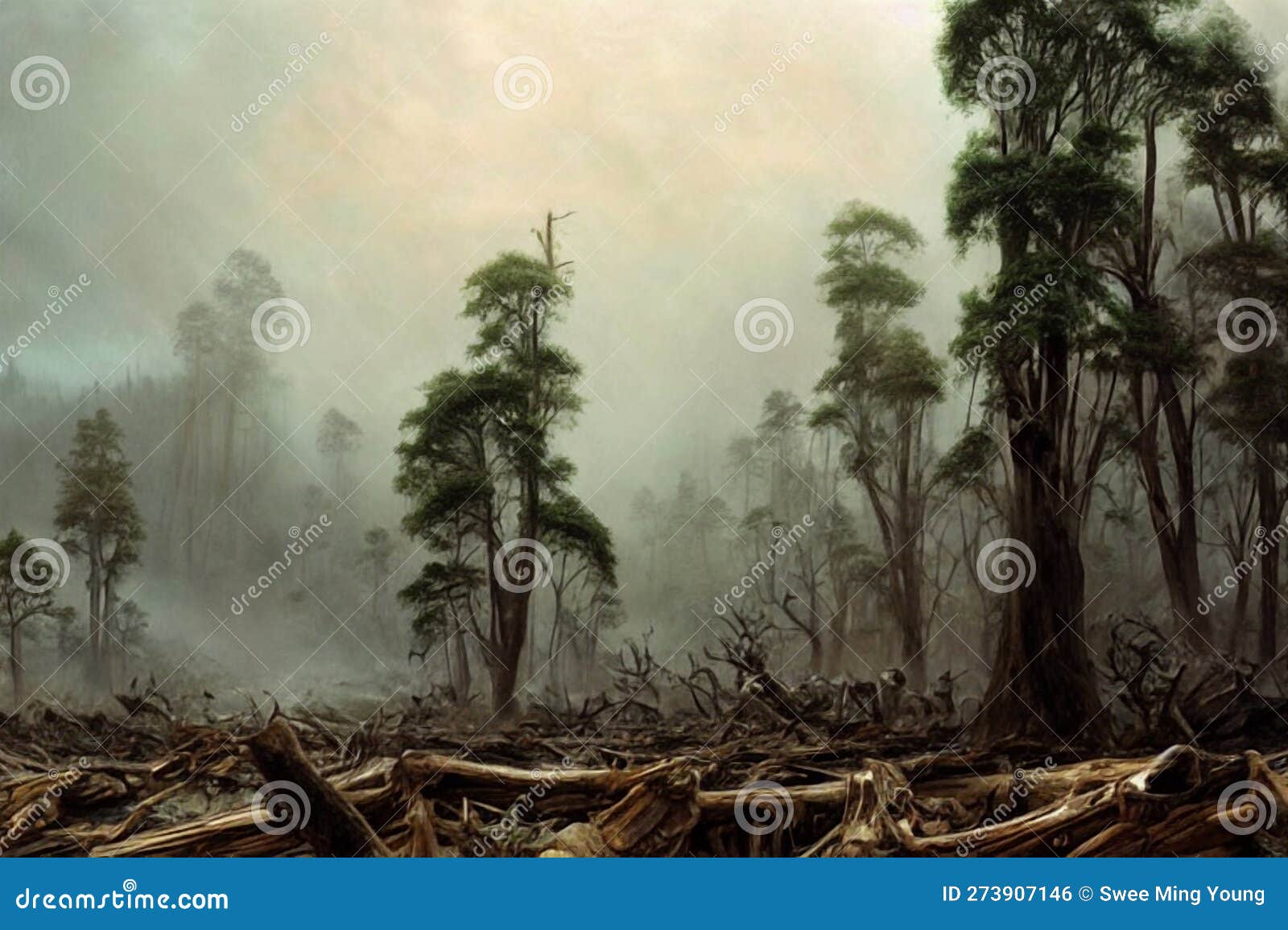 Image of the Wood or Expansion Deforestation Landscape Scene at Golden ...