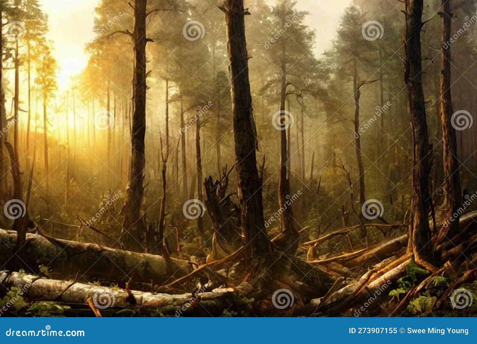 Image of the Wood or Expansion Deforestation Landscape Scene at Golden ...