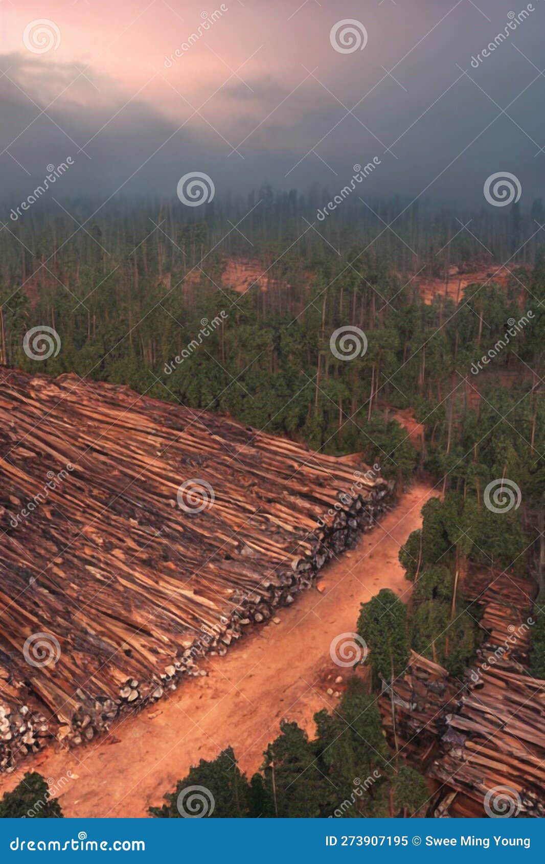 Image of the Wood or Expansion Deforestation Landscape Scene at Golden ...
