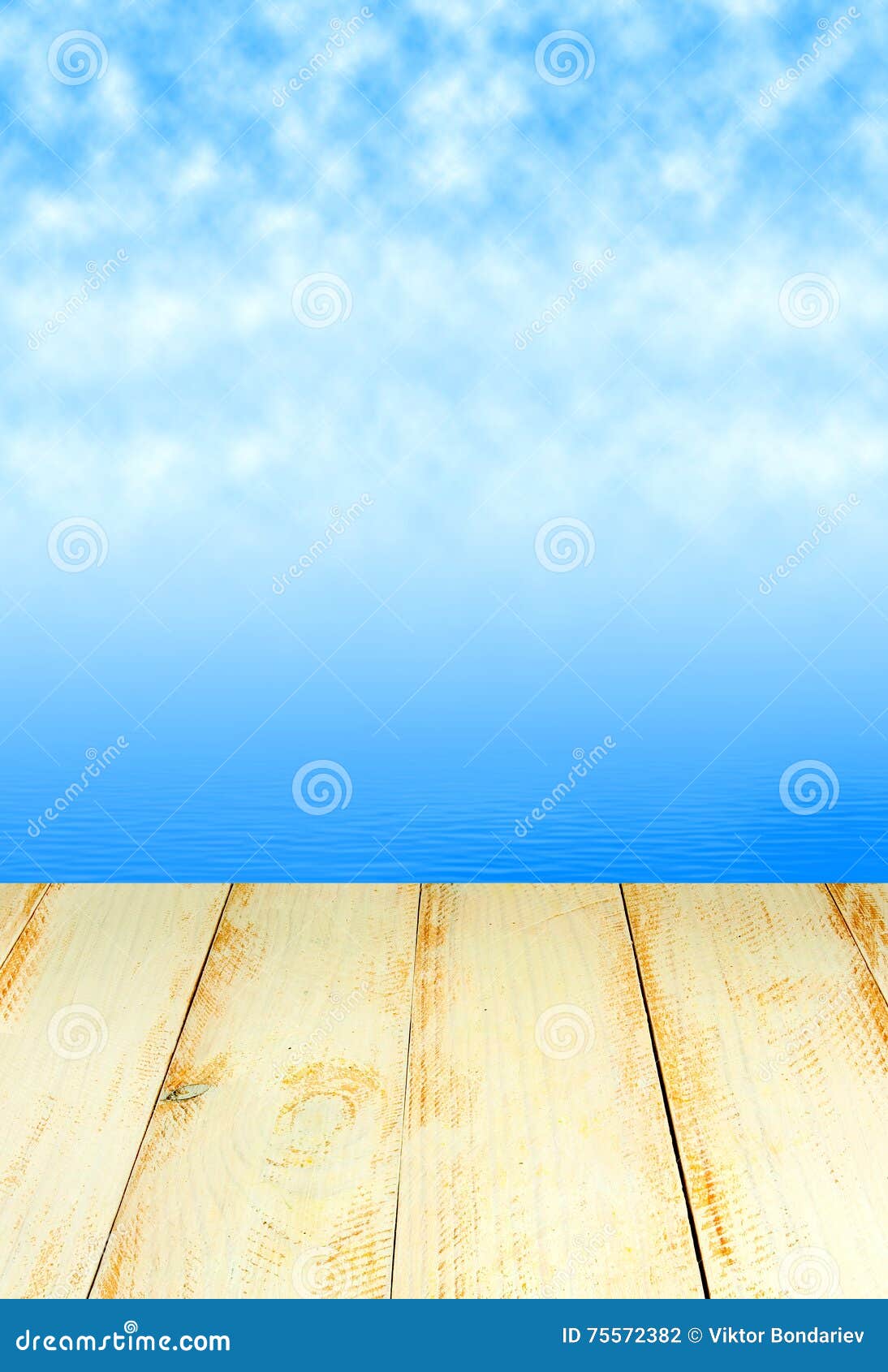 Image of Wooden Board on Water and Sky Background Stock Photo - Image ...