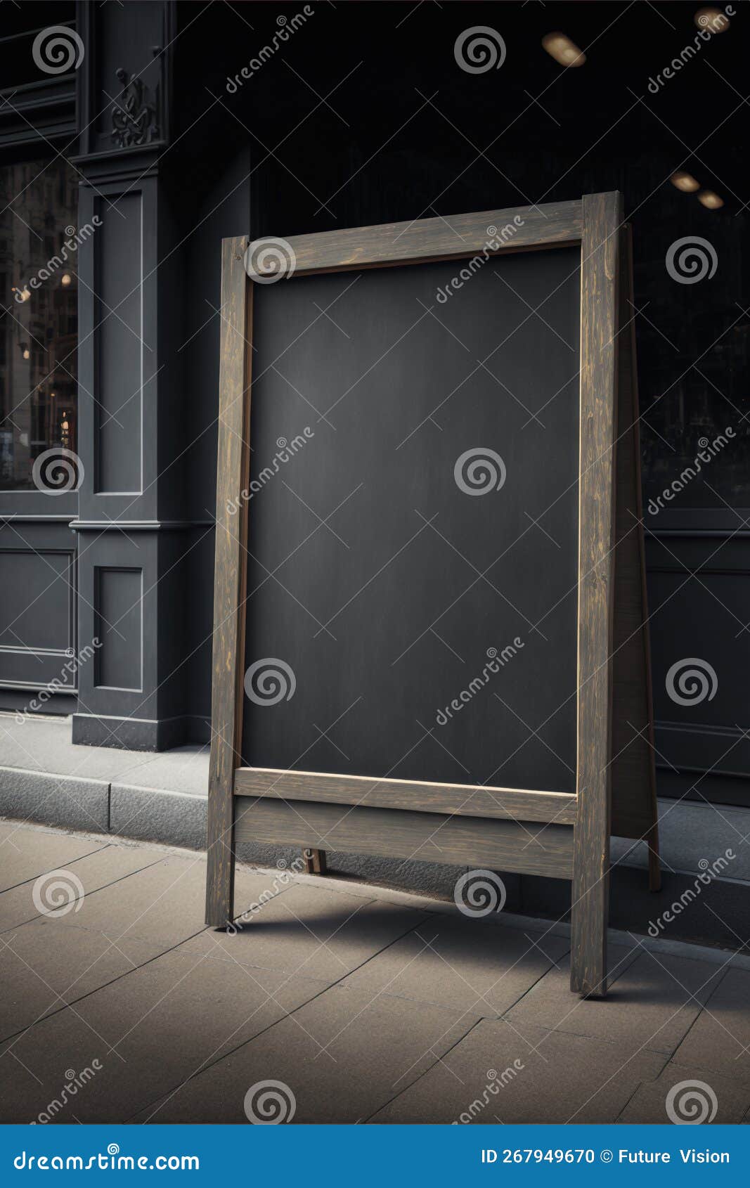 Image of Wooden Chalkboard Outside Store with Copy Space, Created Using ...