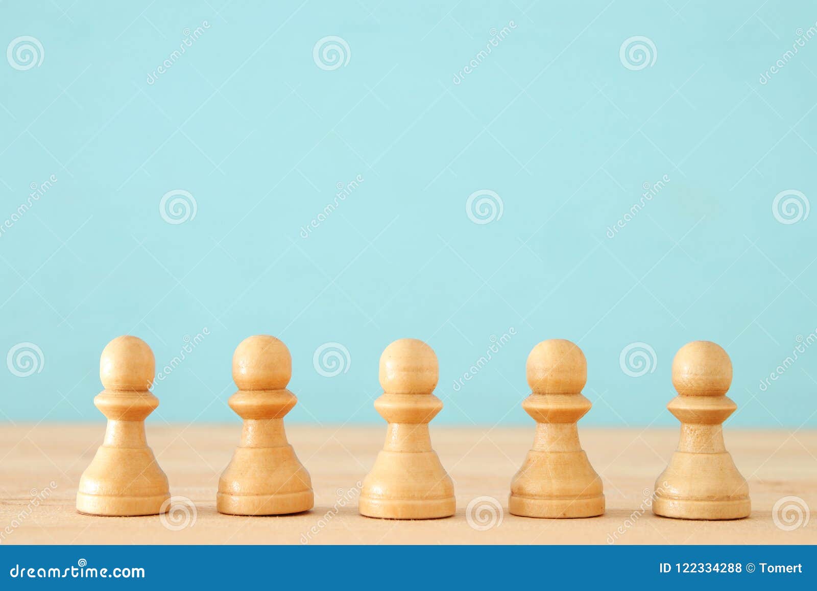 Image of Wooden Chess Ponds Over Table. Stock Photo - Image of ...