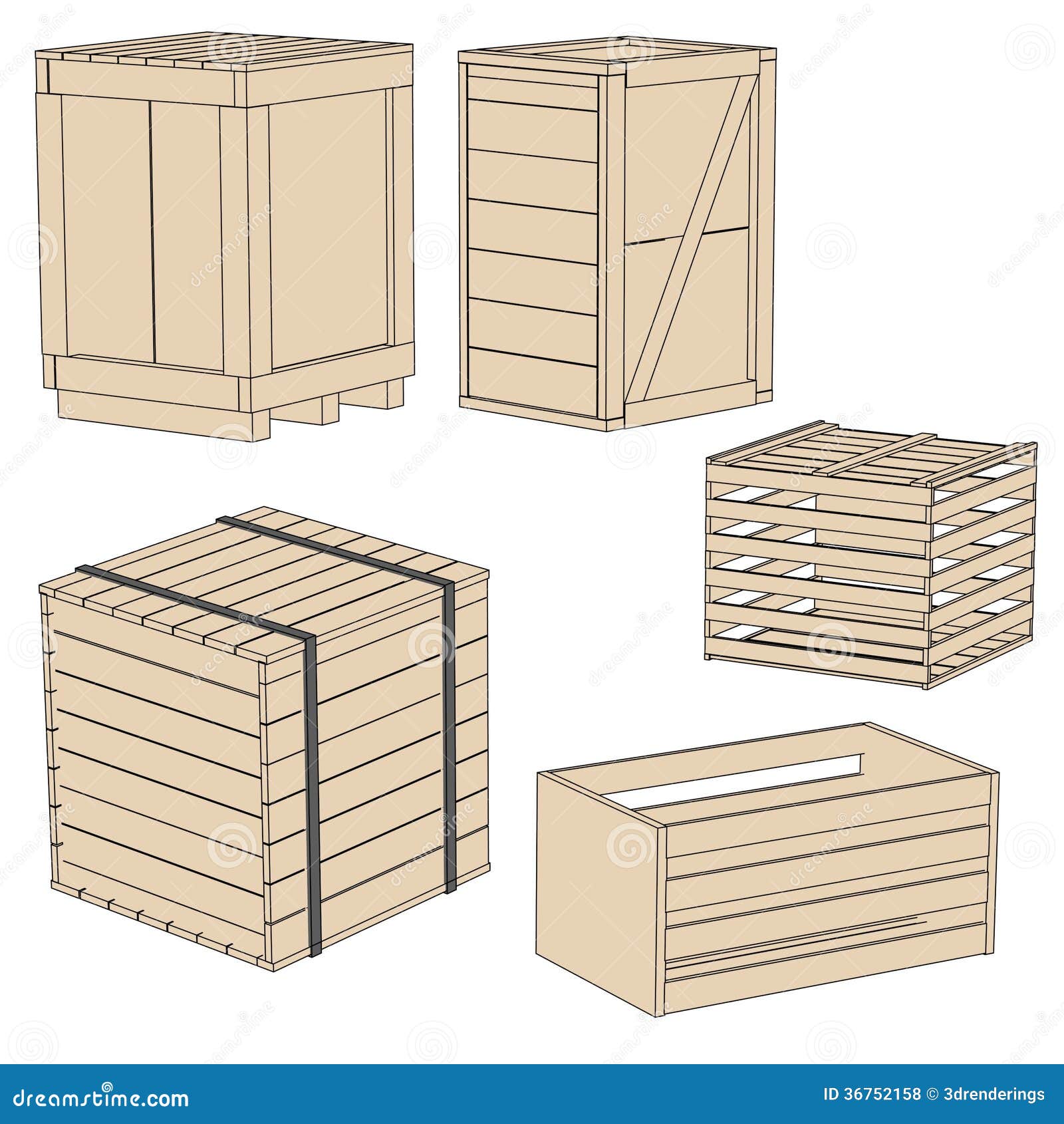 Image of wooden crates stock illustration. Illustration of drawing ...