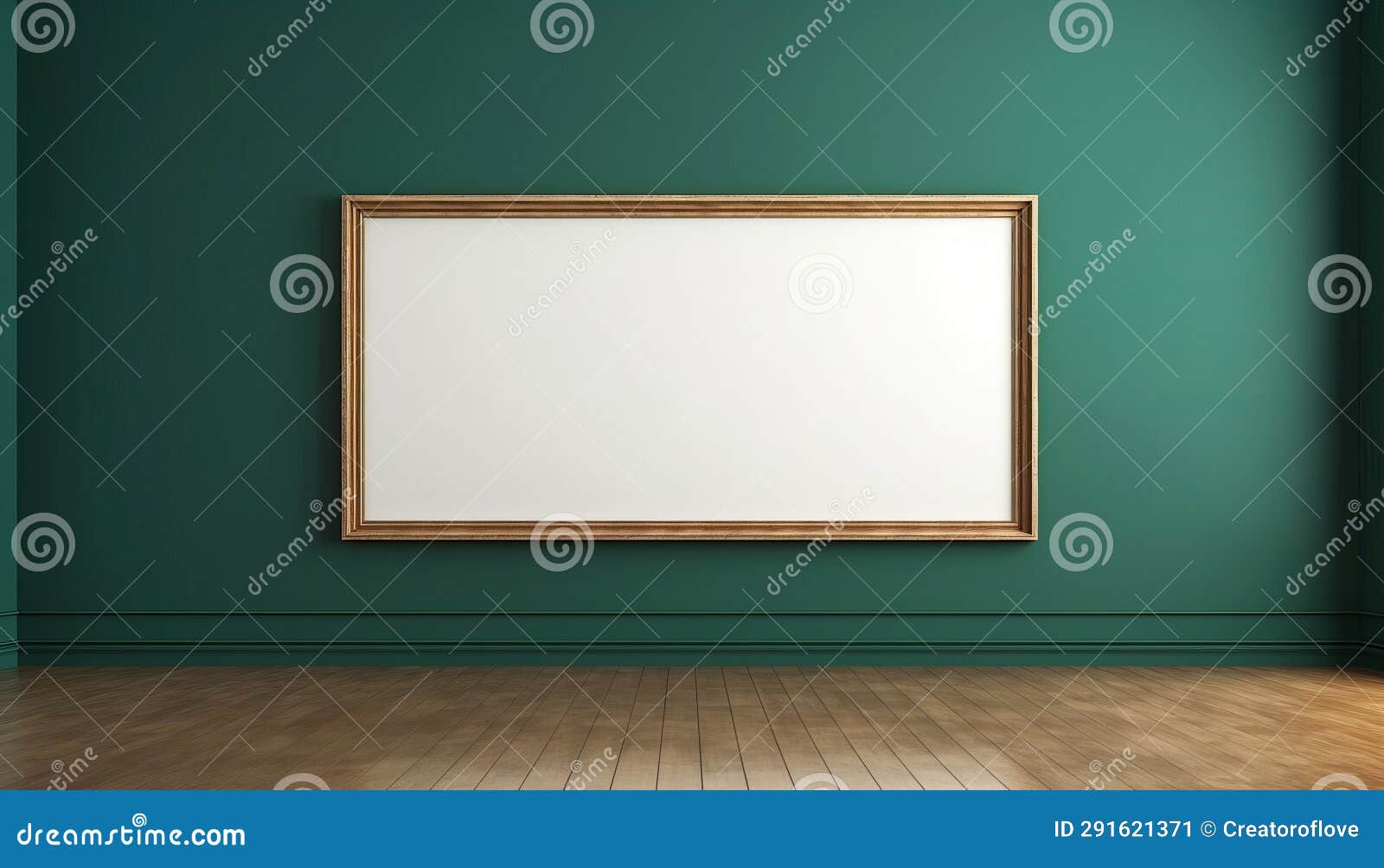 Image of a Wooden Frame with Royal Green Wall Stock Illustration ...