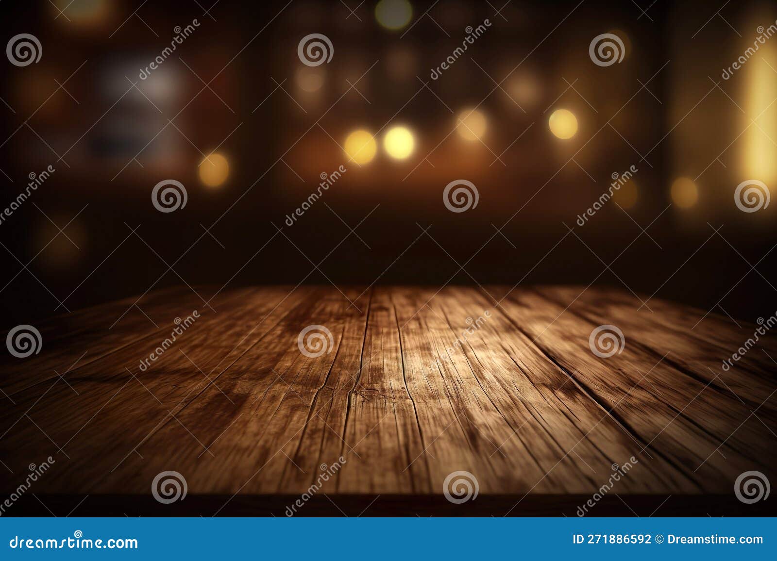 Image of Wooden Table in Front of Abstract Blurred Background ...
