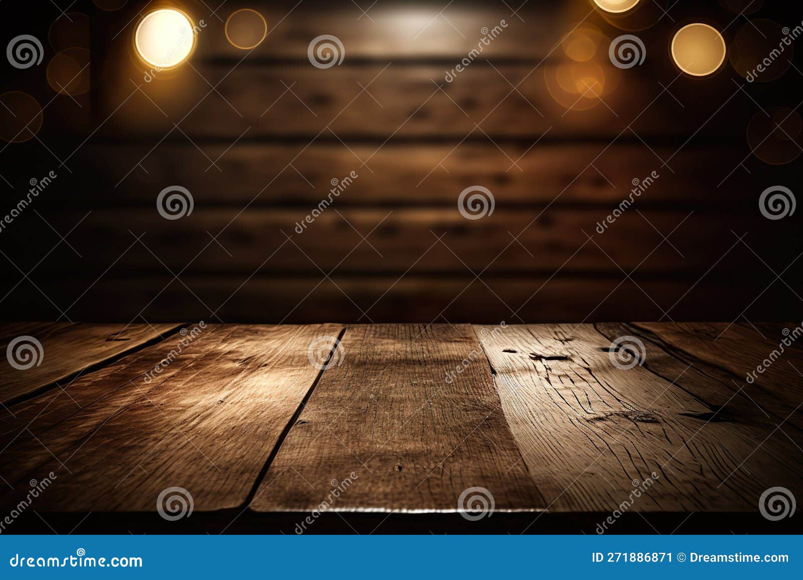 Image of Wooden Table in Front of Abstract Blurred Background ...