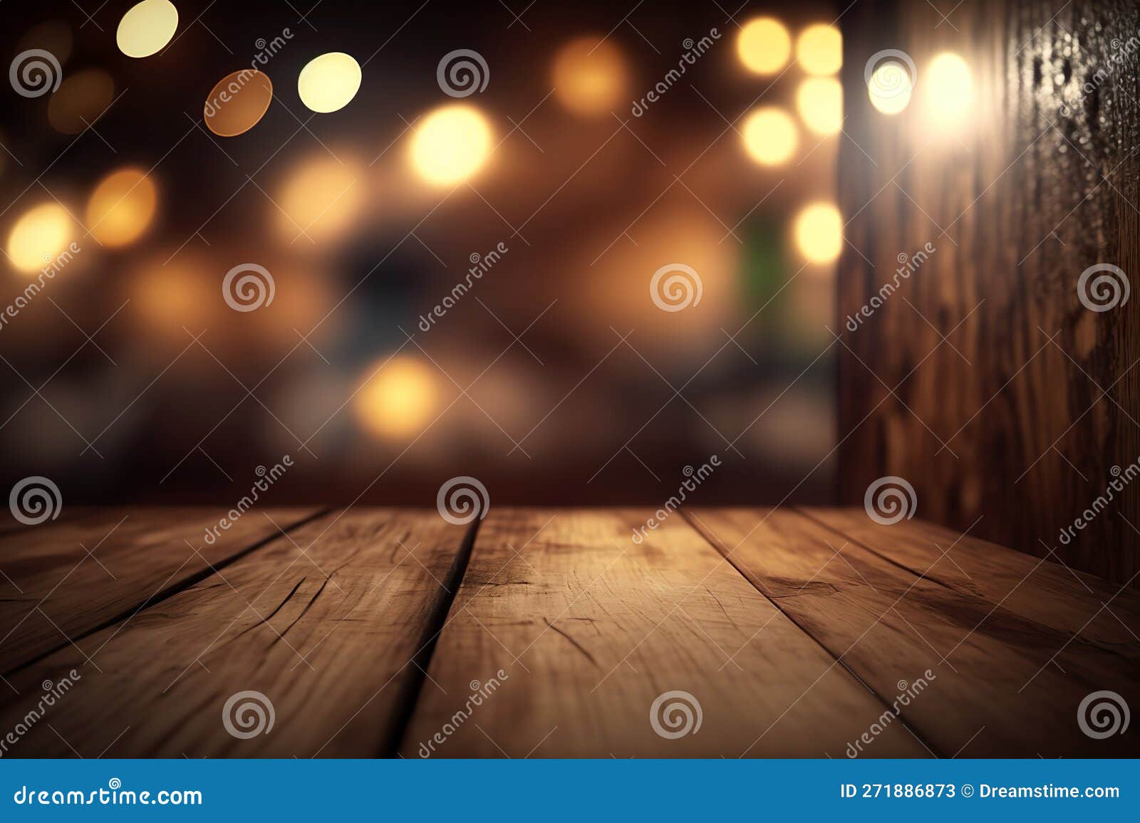 Image of Wooden Table in Front of Abstract Blurred Background ...