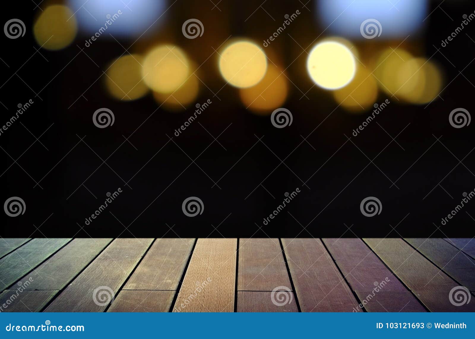 Image of Wooden Table in Front of Abstract Blurred Background Stock ...