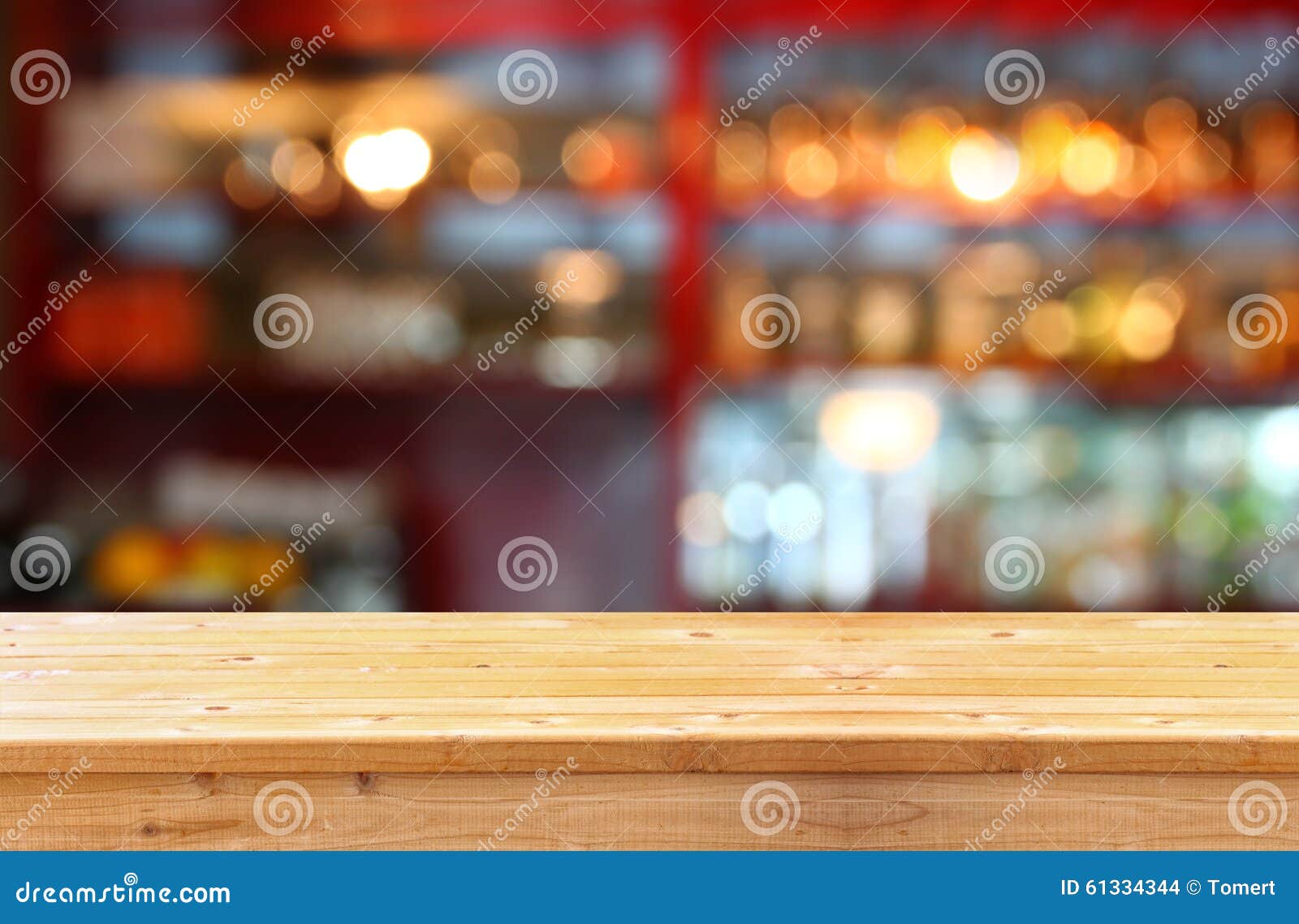 Image of Wooden Table in Front of Abstract Blurred Background of ...