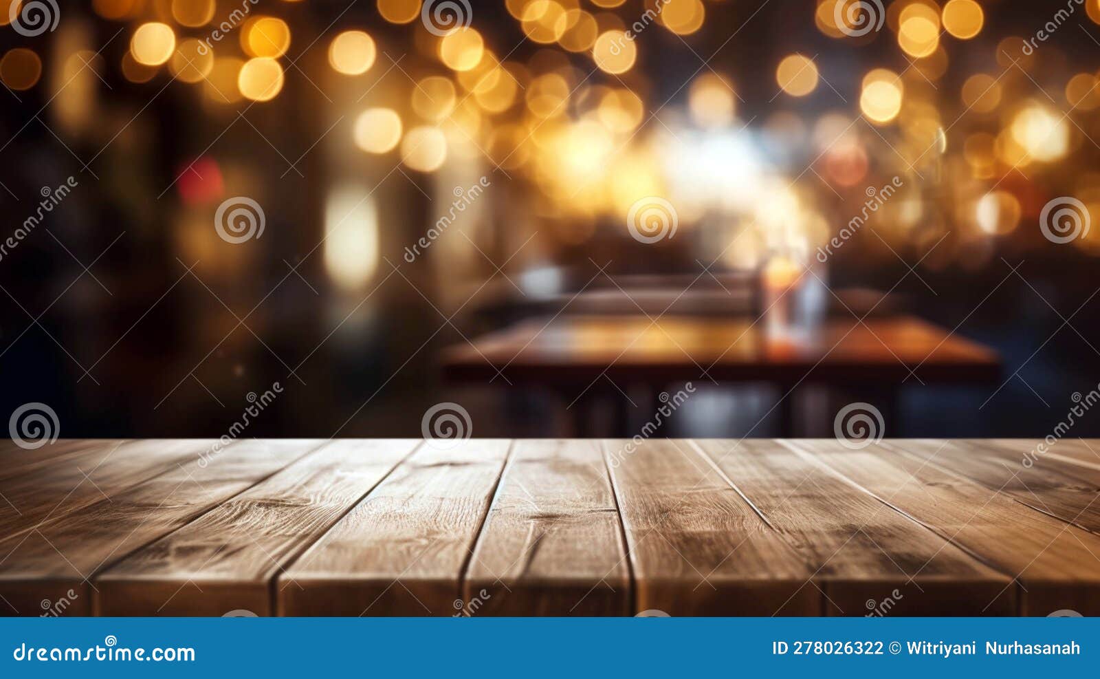 Image of Wooden Table in Front of Abstract Blurred Background of ...