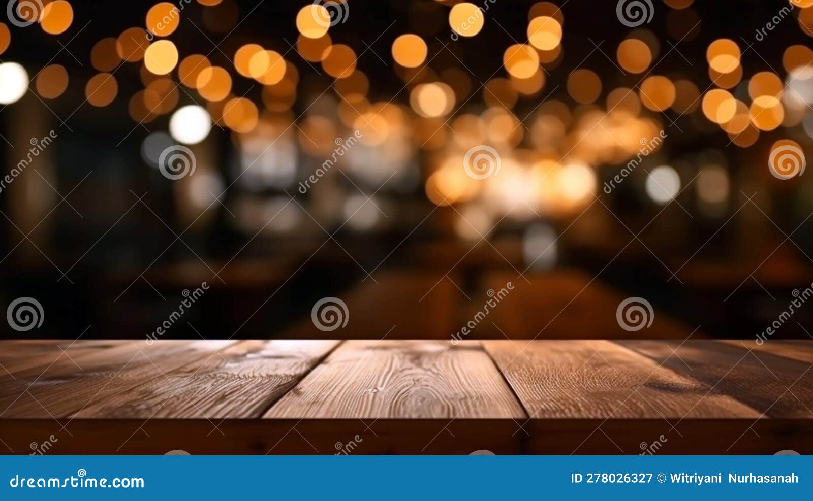 Image of Wooden Table in Front of Abstract Blurred Background of ...
