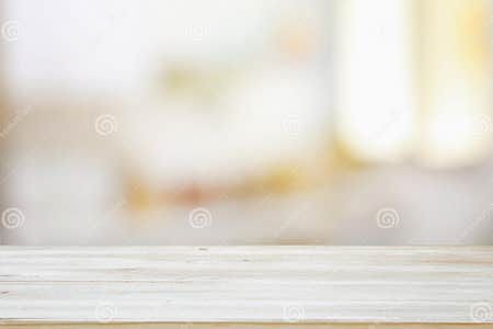 Image of Wooden Table in Front of Abstract Blurred Window Light ...