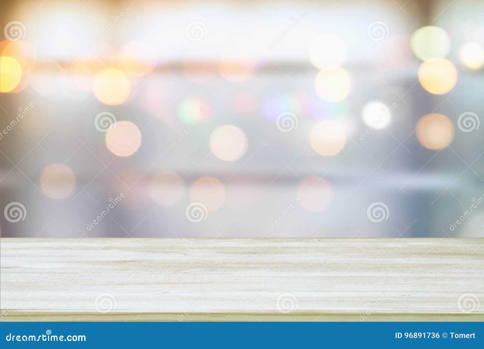 Image of Wooden Table in Front of Abstract Blurred Window Light ...