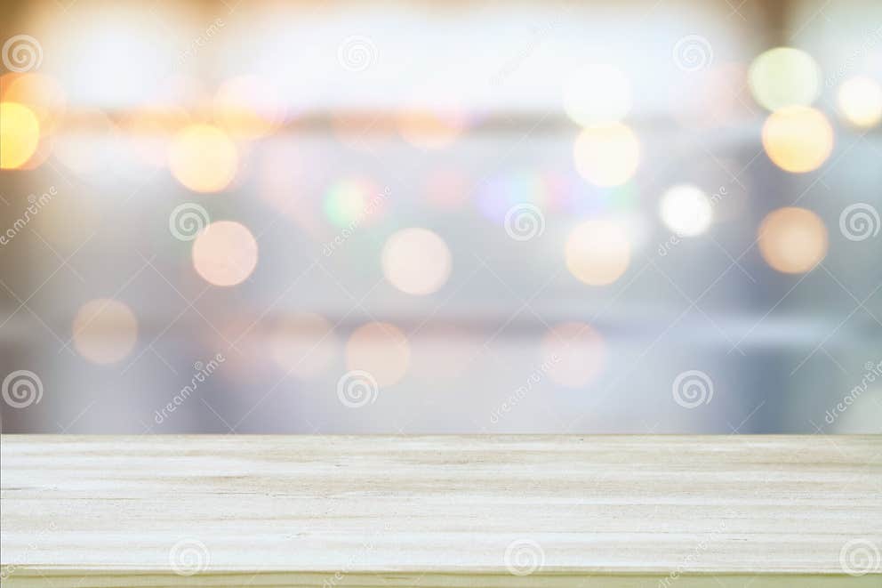 Image of Wooden Table in Front of Abstract Blurred Window Light ...