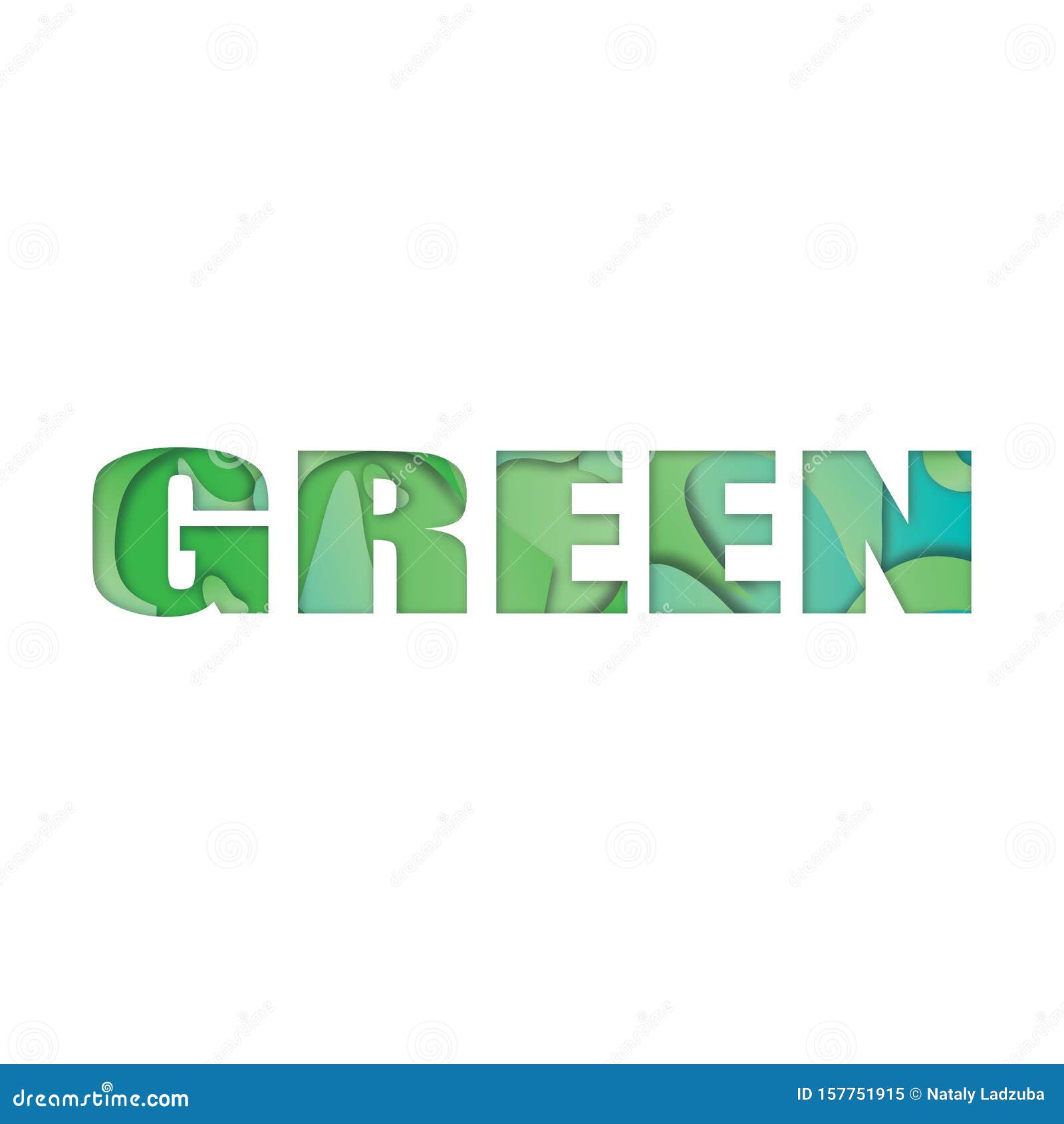 The Image of the Word Green is Made of Different Layers. 3D Image ...