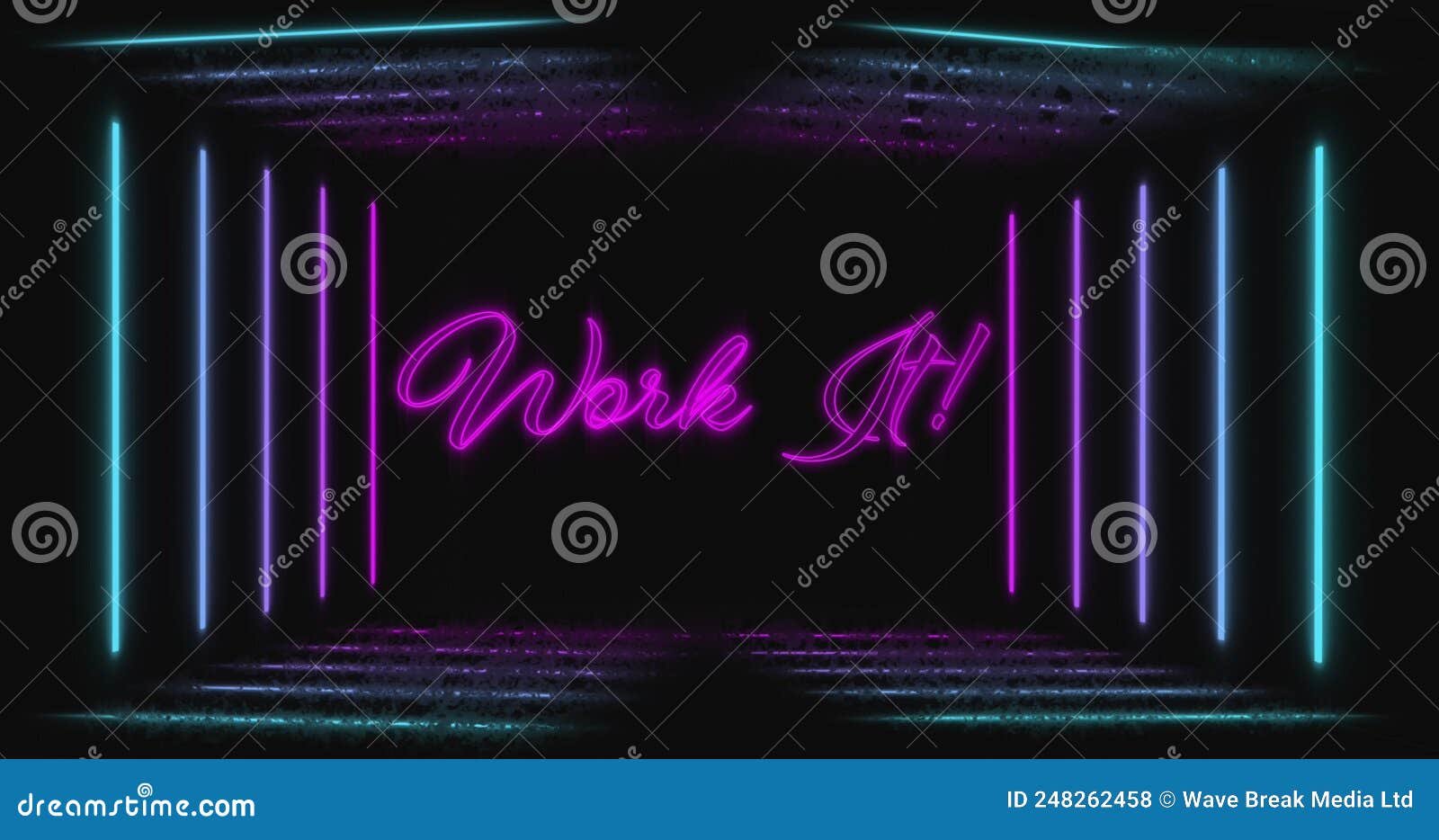 Image of Work it and Neon Lines on Black Background Stock Illustration ...