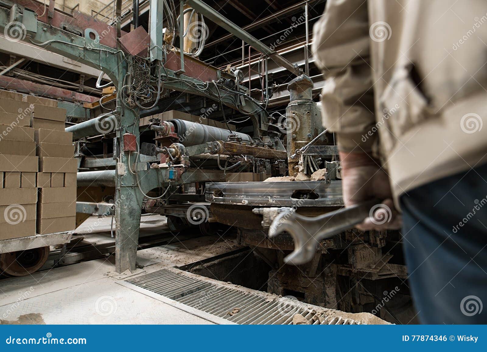 Image of Worker in Workshop for Bricks Production Stock Photo - Image ...